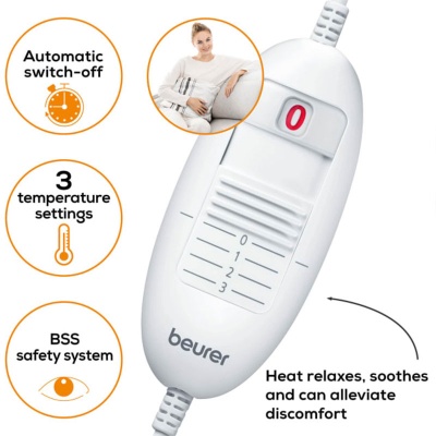 Beurer HK25 Grey/White Electric Heat Pad | Health and Care