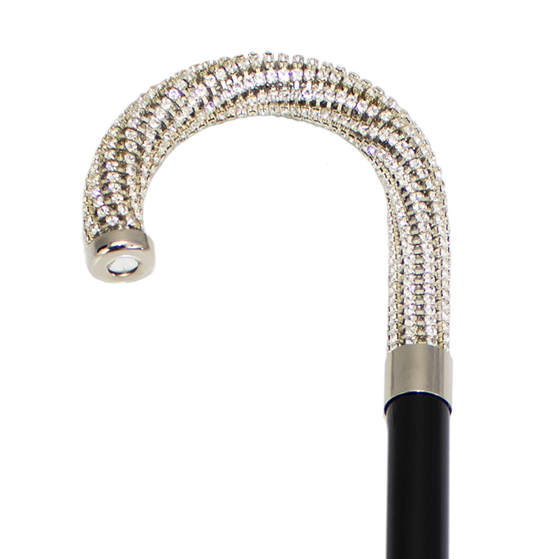 Black Hardwood Crook Cane with Swarovski Handle | Health and Care