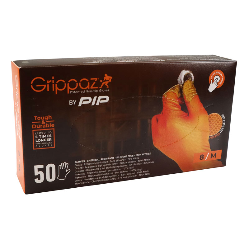 Grippaz Orange Semi-Disposable Nitrile Gloves | Health and Care