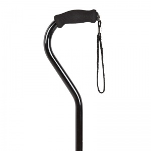 Height-Adjustable Offset Black Cane | Health and Care