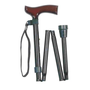 Economy Height-Adjustable Folding Black Walking Stick with Crutch ...