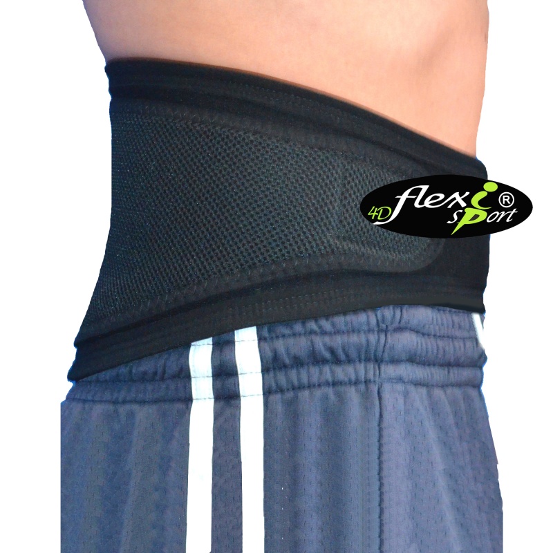 4Dflexisport® Black Lumbar Support Belt with Black Side Pulls | Health ...