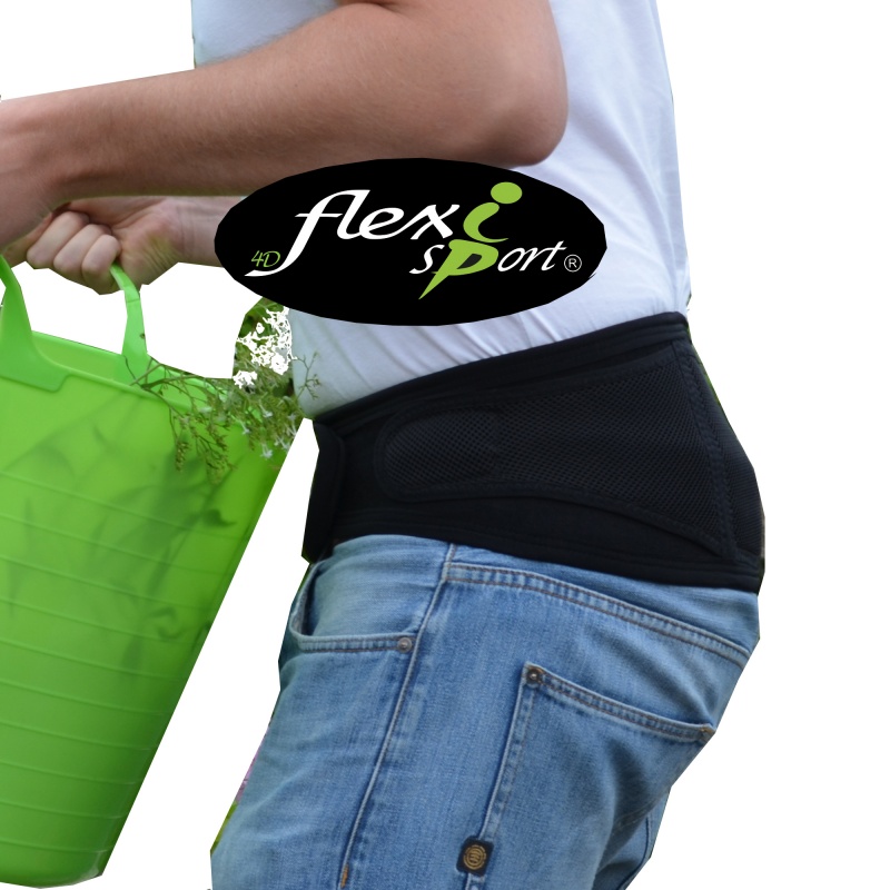 4Dflexisport® Black Lumbar Support Belt with Black Side Pulls | Health ...