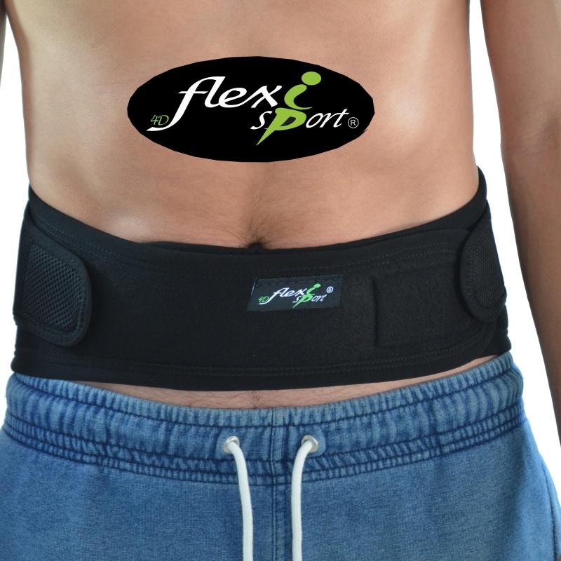 4Dflexisport® Black Lumbar Support Belt with Black Side Pulls | Health ...