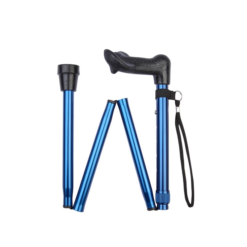 Blue Economy Anatomical Height-Adjustable Folding Cane | Health and Care