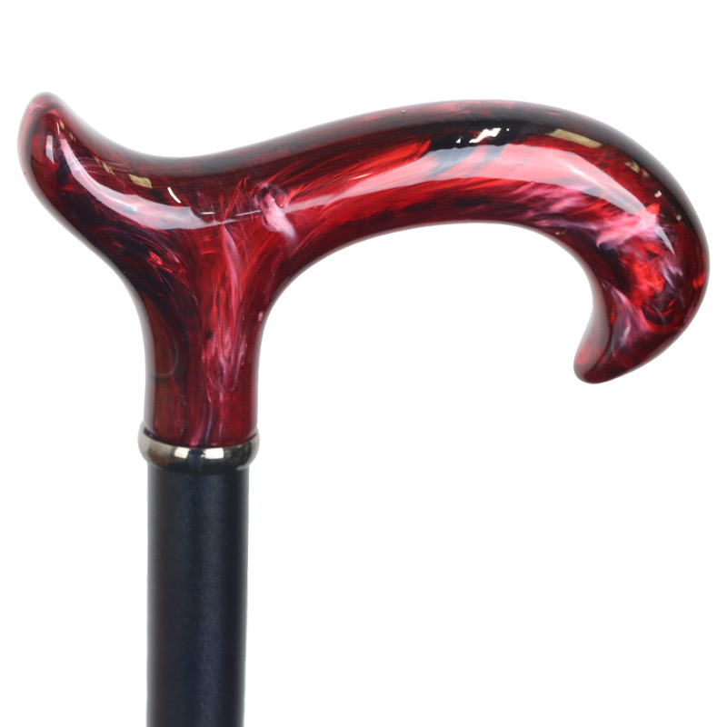 Adjustable Aluminium Black/Garnet Derby Cane | Health and Care