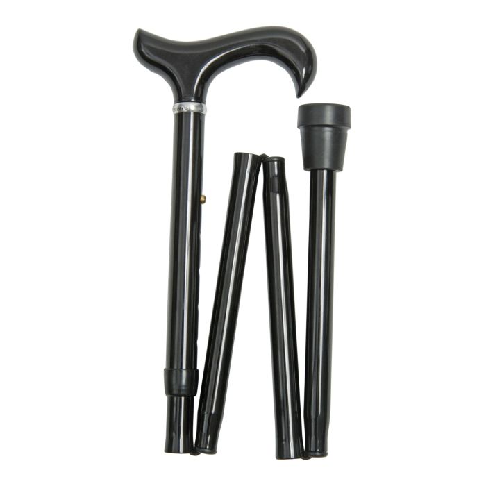 Adjustable Folding Extra Long Black Derby Handle Walking Stick | Health ...