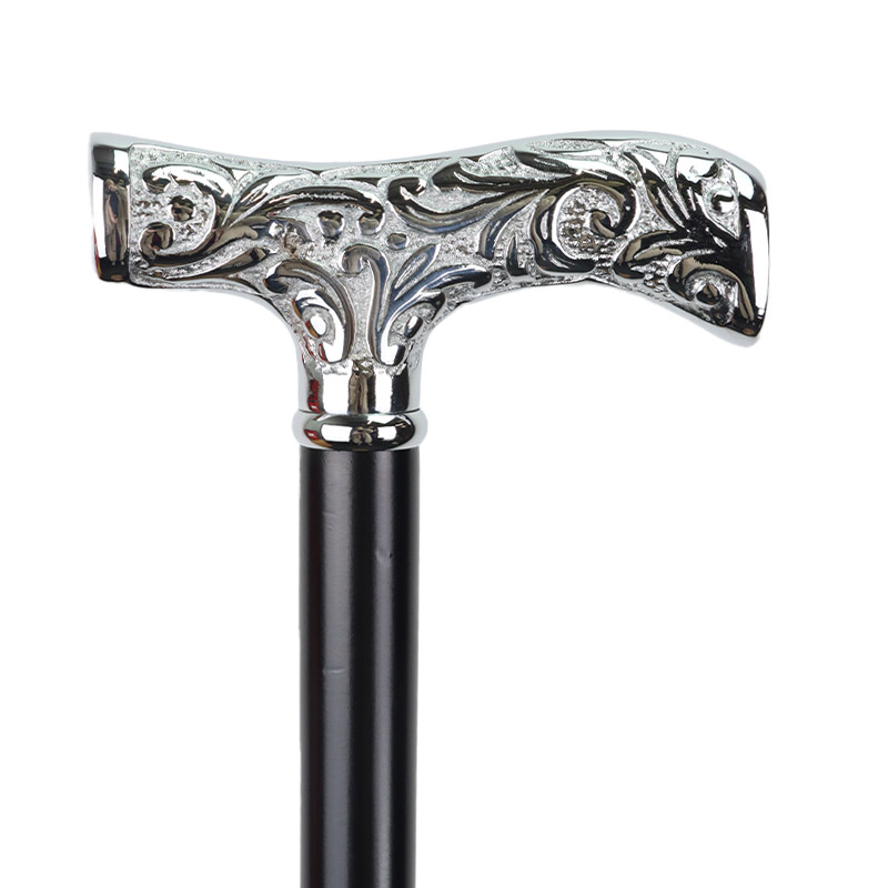 Embossed Leaf Handle Chrome Dress Cane | Health and Care
