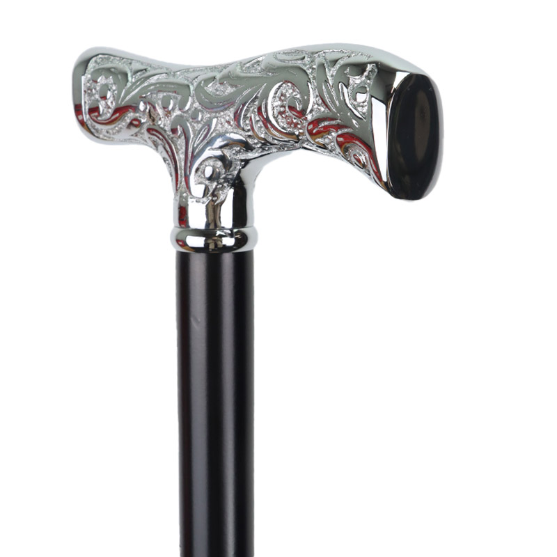 Embossed Leaf Handle Chrome Dress Cane | Health and Care