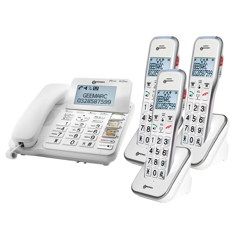 Geemarc CL595 Phone with 3 Extra Handsets | Health and Care