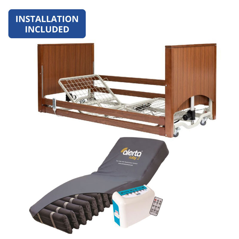 Alerta Ultra-Low Walnut Bed and Mattress | Health and Care
