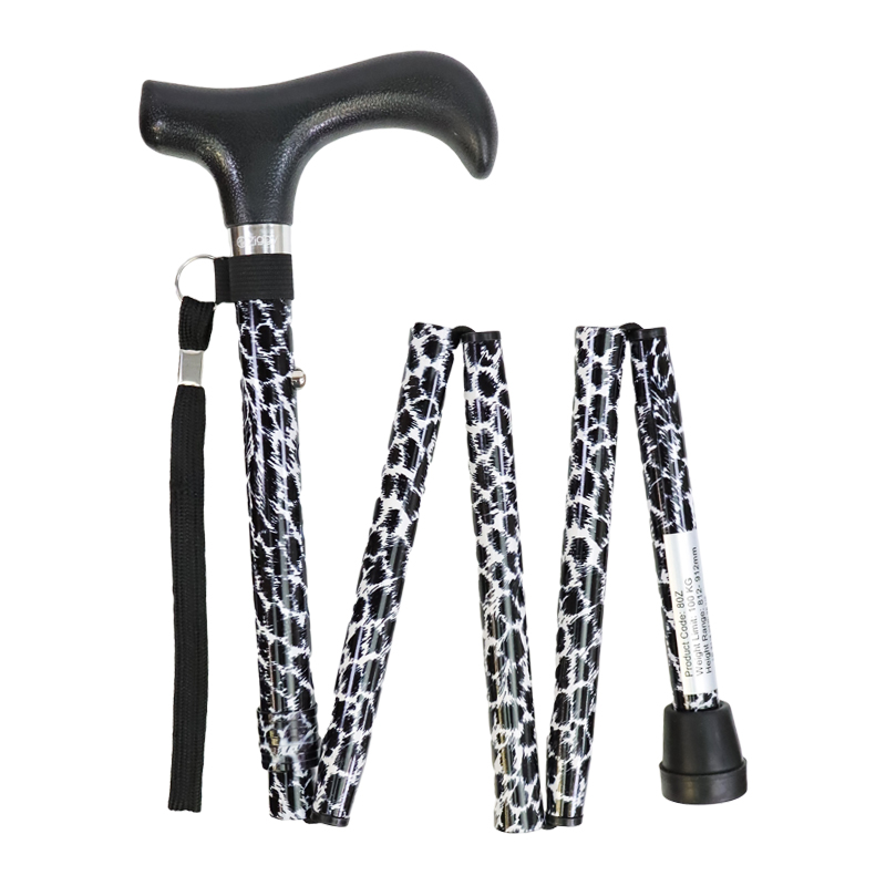 Zebra Print Mini Folding Walking Stick | Health and Care