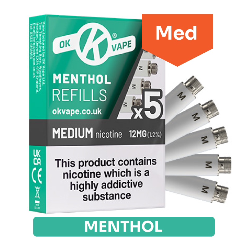 OK Vape E-Cig Medium Menthol Cartridges (12mg) | Health and Care
