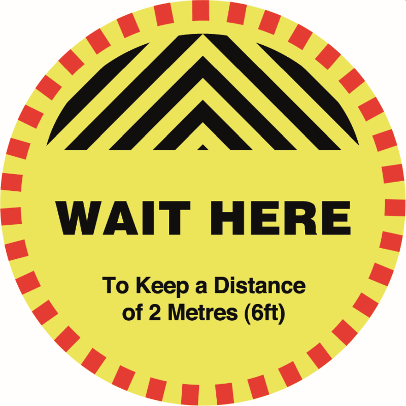 50-Pack of COVID 'Wait Here' Floor Stickers | Health and Care