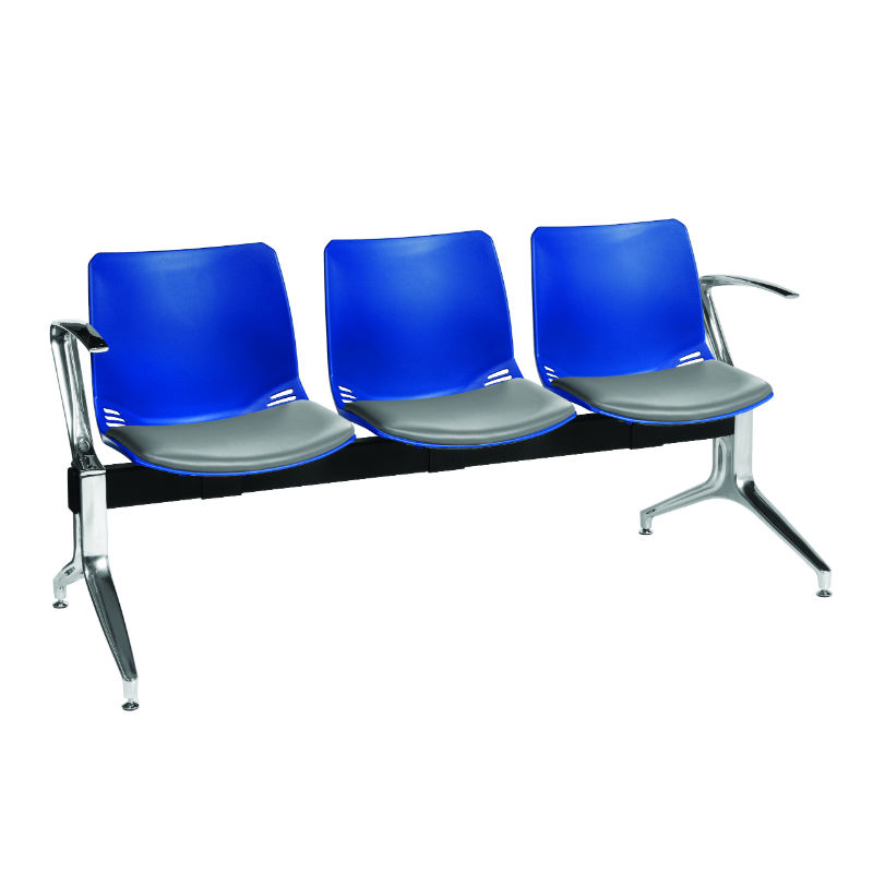 Blue 3-Seat Modular Seating - Grey Vinyl | Health and Care
