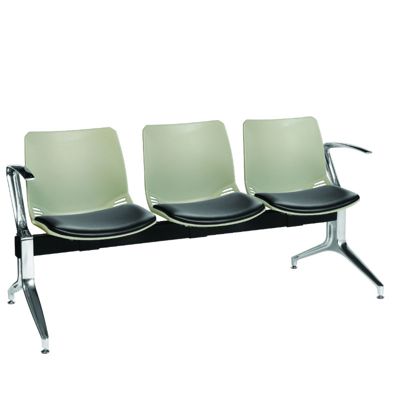 Grey 3-Seat Modular Seating - Black Vinyl | Health and Care