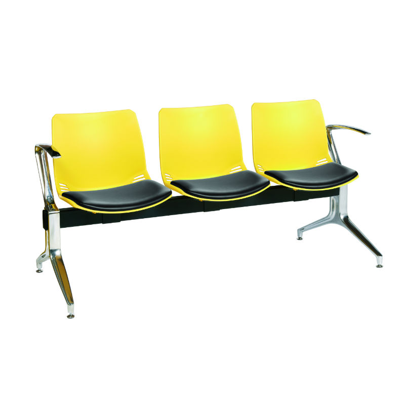Yel. 3-Seat Modular Seating - Blk Vinyl | Health and Care