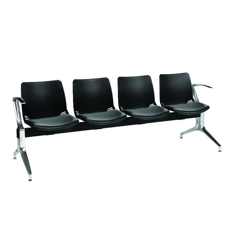 Blk 4-Seat Modular Seating - Black Vinyl | Health and Care