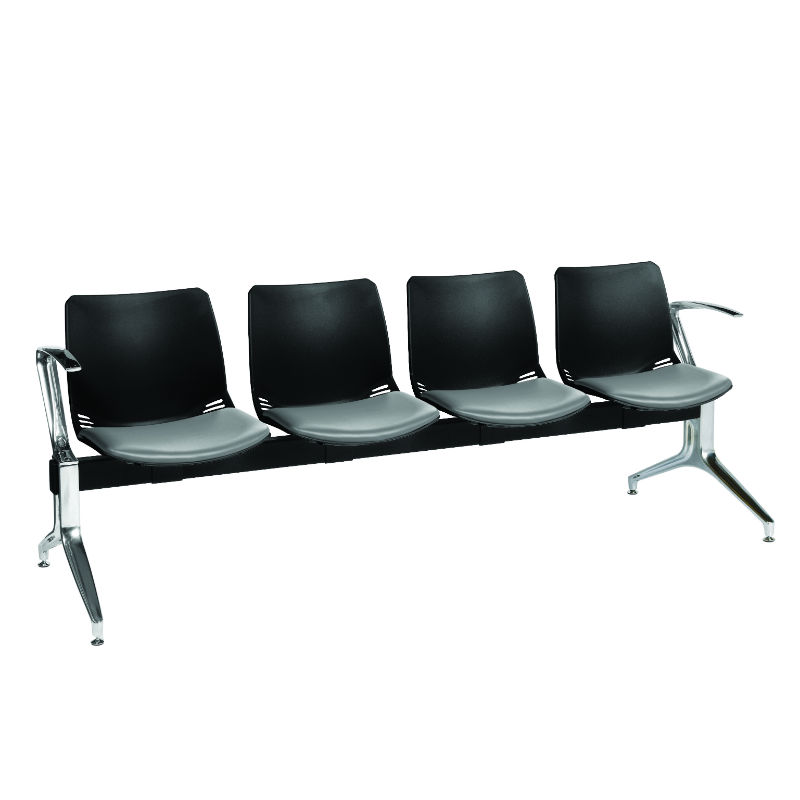 Blk 4-Seat Modular Seating - Grey Vinyl | Health and Care