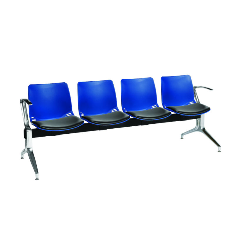 Blue 4-Seat Modular Seating - Black Vinyl | Health and Care