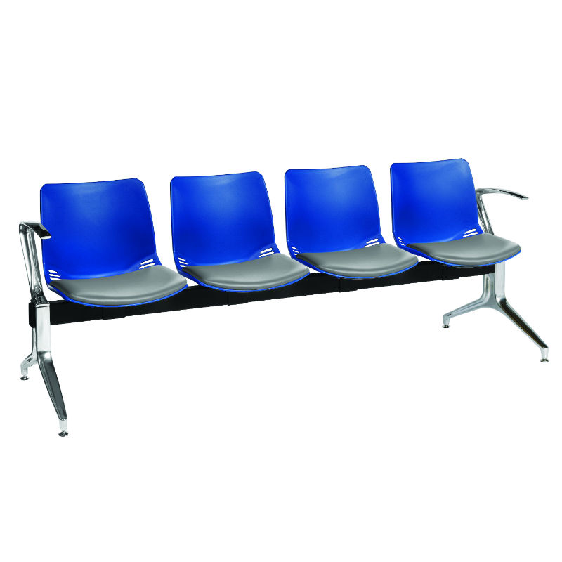 Blue 4-Seat Modular Seating - Grey Vinyl | Health and Care