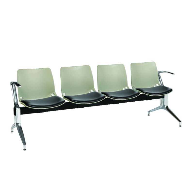 Grey 4-Seat Modular Seating - Blk Vinyl | Health and Care