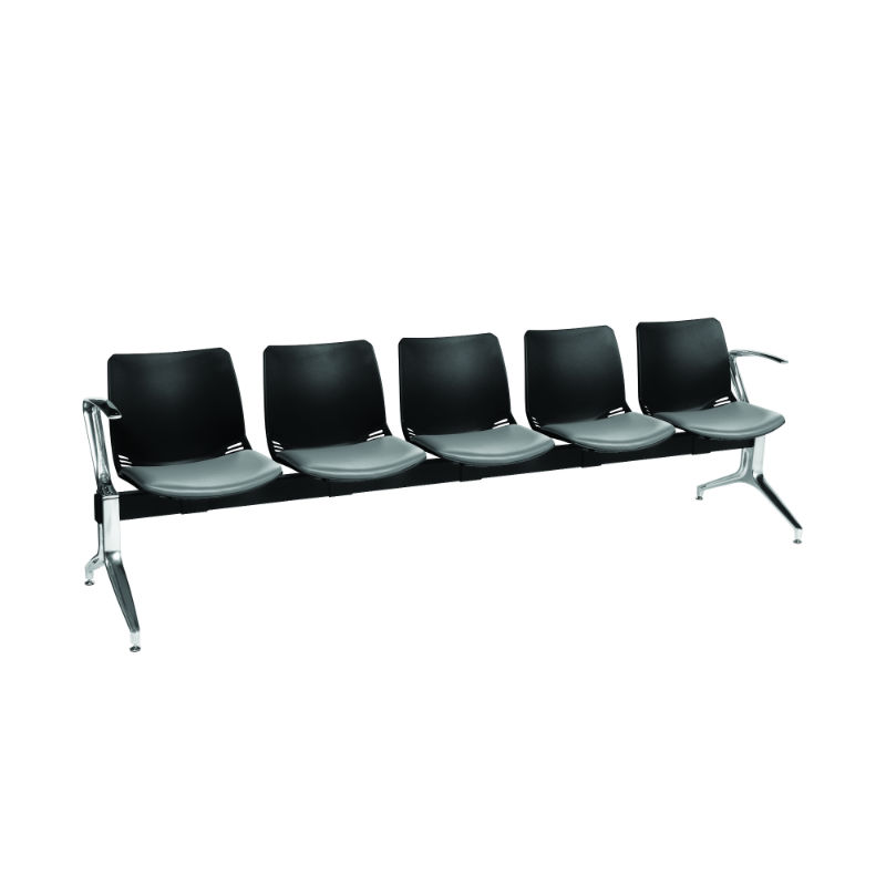 Black 5-Seat Modular Seating - Grey Vinyl | Health and Care