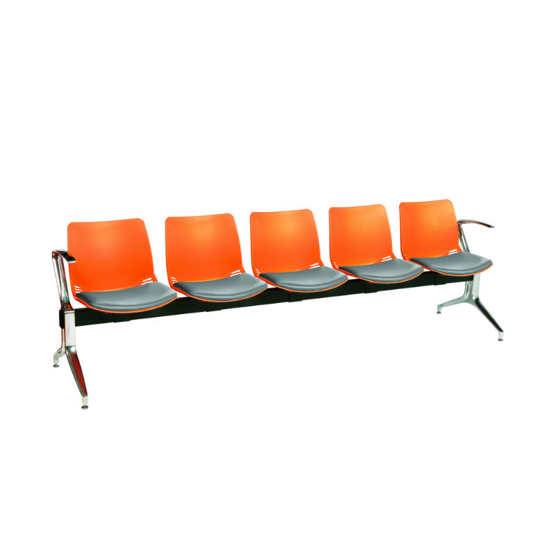Orange 5-Seat Modular Seating - Gry Vinyl | Health and Care