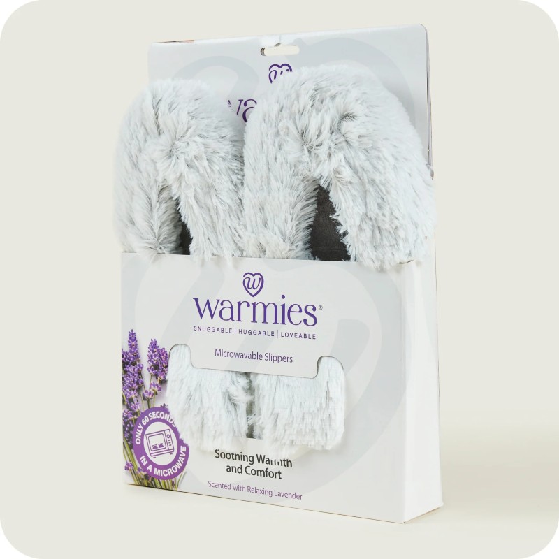 Warmies Classic Soft Fur Slippers (Grey) | Health and Care