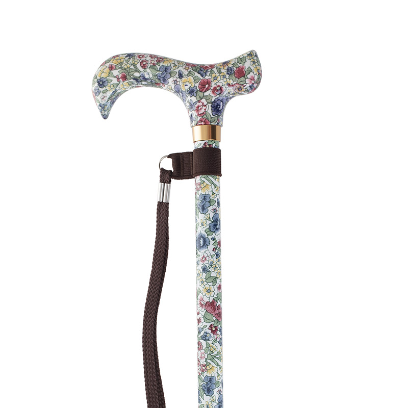 Adjustable Floral Patterned Derby Handle Walking Stick | Health and Care