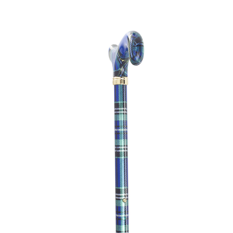 Blue Tartan Derby Walking Cane | Health and Care