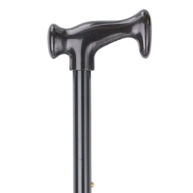 Economy Height-Adjustable Black Walking Stick with Moulded Handle ...