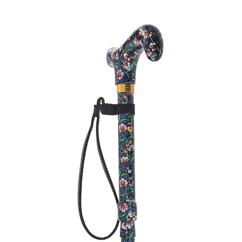 Height-Adjustable Morris-Patterned Mini Folding Derby Walking Stick ...