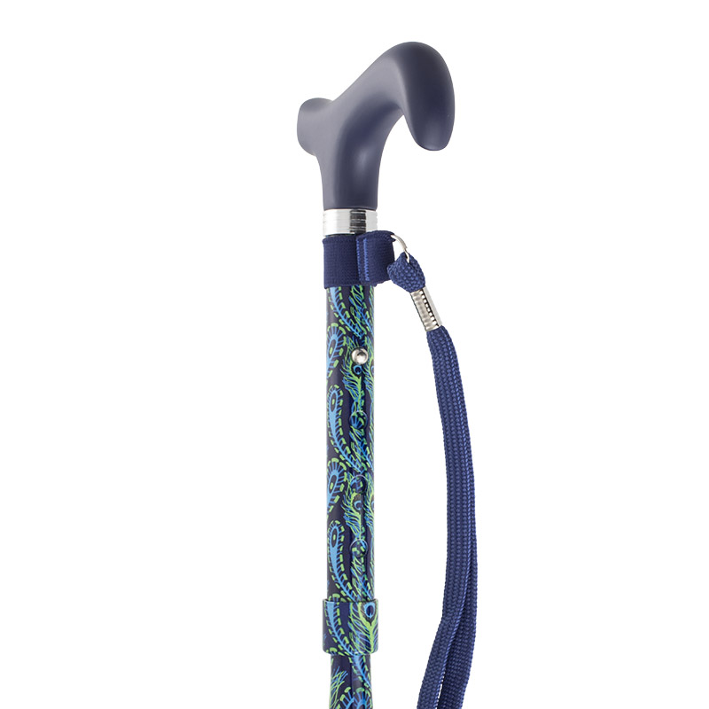 Height-Adjustable Mini Folding Peacock-Patterned Derby Walking Stick ...