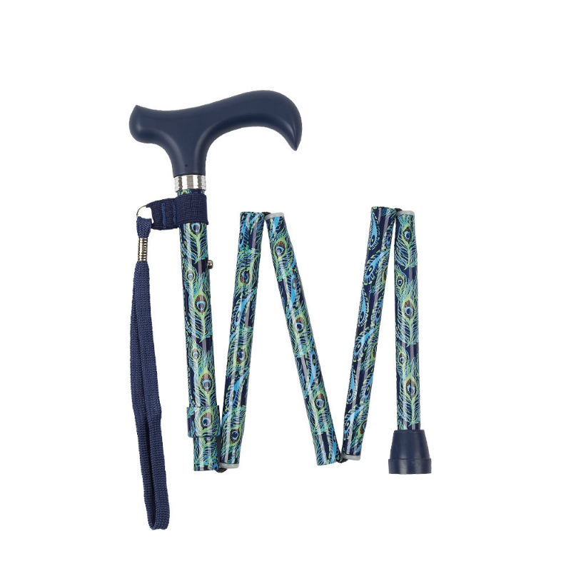 Height-Adjustable Mini Folding Peacock-Patterned Derby Walking Stick ...