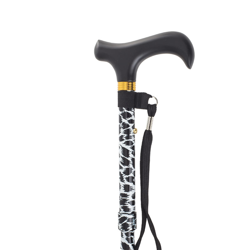 Height-Adjustable Zebra Print Mini Folding Derby Walking Stick | Health ...