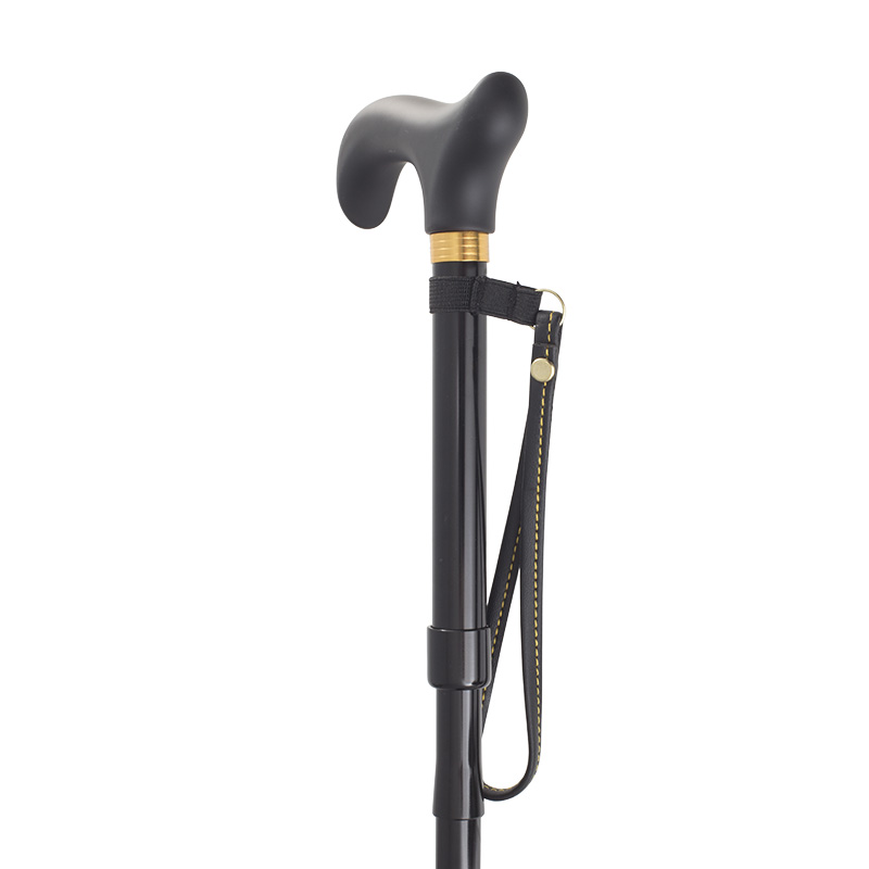 Short Height-Adjustable Mini Folding Black Derby Walking Stick | Health ...
