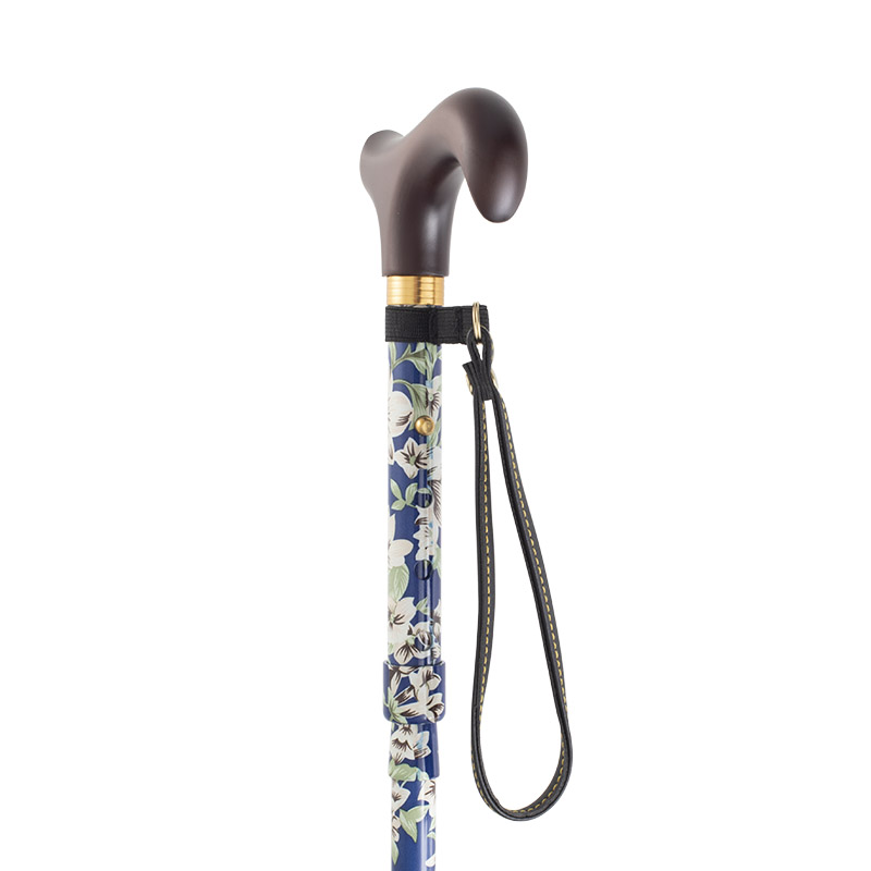 Short Height-Adjustable Mini Folding Blue Morris Derby Walking Stick ...