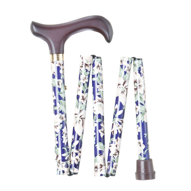 Short Height-Adjustable Mini Folding Blue Morris Derby Walking Stick ...