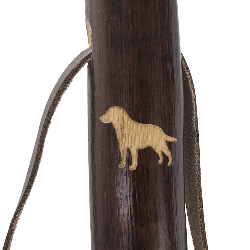 Chestnut Hiking Staff with Labrador Retriever Carving | Health and Care