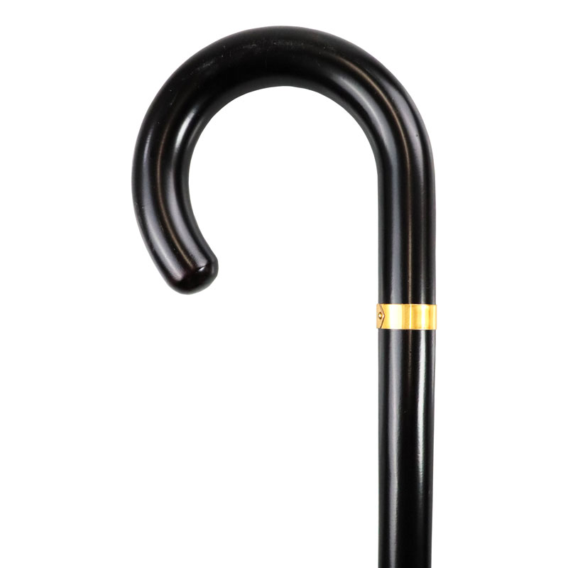 Collared Black Cane with Crook Handle | Health and Care