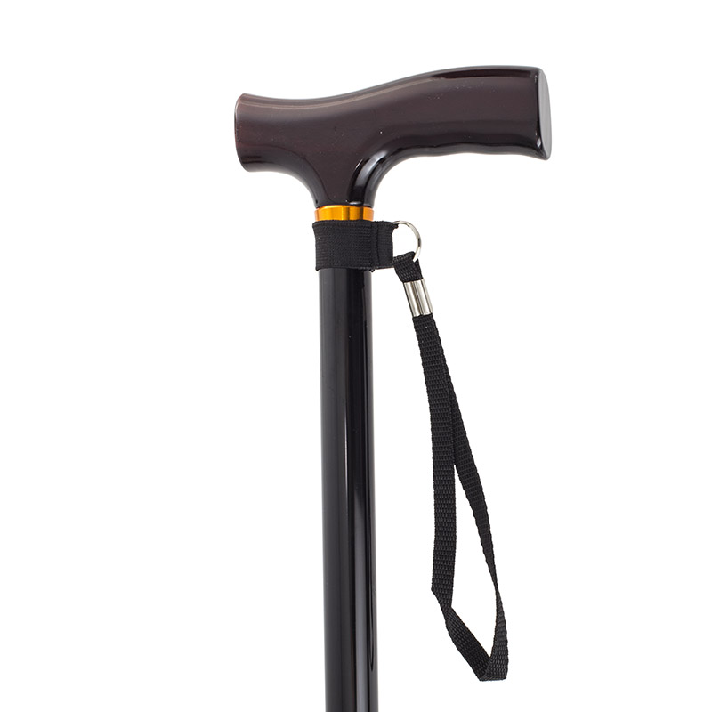 Black T-Handled Walking Cane with Strap | Health and Care