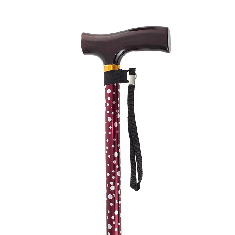 White Dot T-Handled Cane with Strap | Health and Care