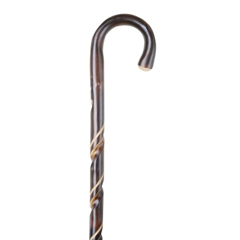 Elegant Chestnut Spiral Crook Handle Walking Stick | Health and Care
