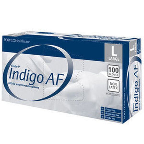 Polyco Finite P Indigo AF Nitrile Disposable Gloves MFNP100 | Health ...
