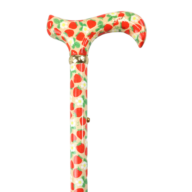 Folding Aluminium Derby Cane - Strawberry | Health and Care