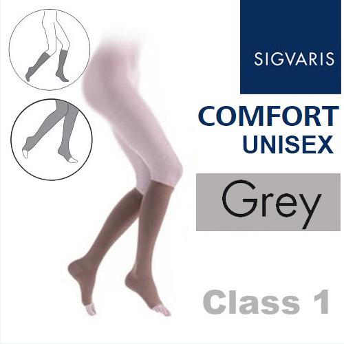 Sigvaris Unisex Comfort Calf Class 1 (RAL) Grey Open Toe Compression ...