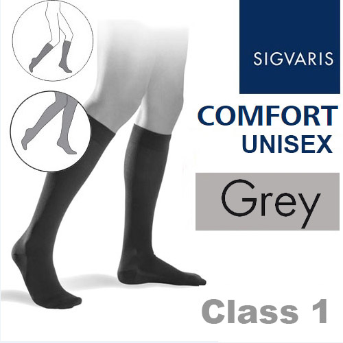 Sigvaris Unisex Comfort Calf Class 1 (RAL) Grey Compression Stockings ...