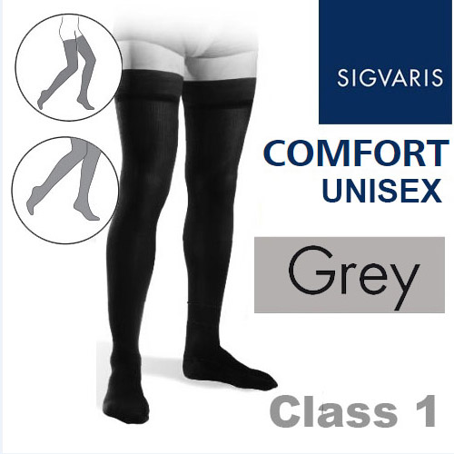 Sigvaris Unisex Comfort Thigh Class 1 (RAL) Grey Knobbed Grip Top ...
