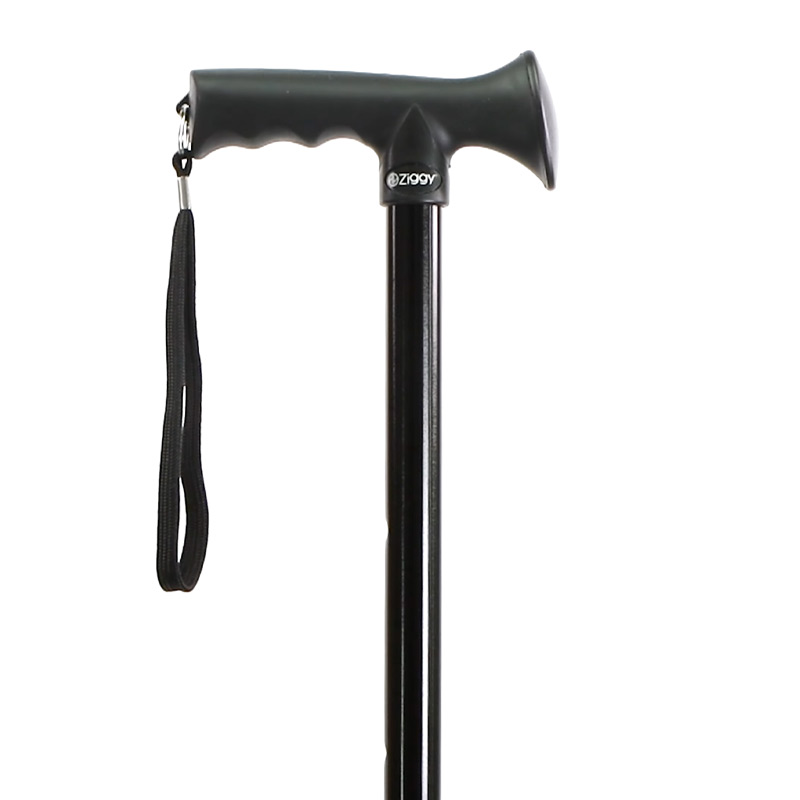 Height-Adjustable Folding Black Gel Handle Walking Stick | Health and Care